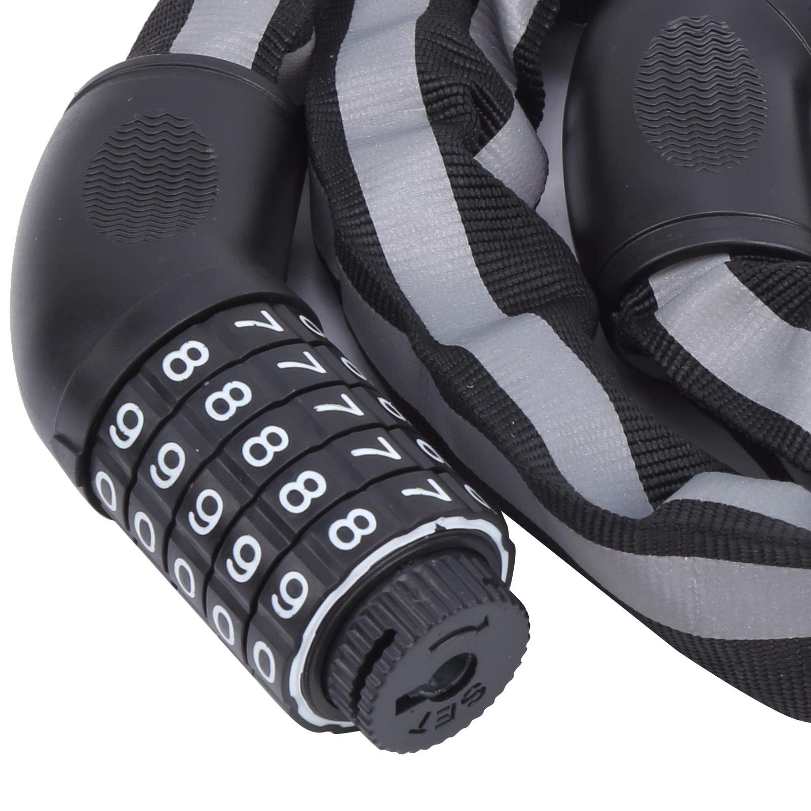 Beaswhca Reflective Black Mountain Bike Anti-Theft Code Lock Mountain Bike Cable Lock Keyless Five Times Code Lock