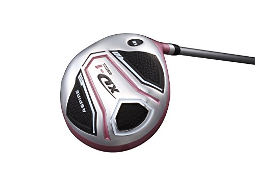 Aspire XD1 Ladies Womens Complete Right Handed Golf Clubs Set Includes Titanium Driver, S.S. Fairway, S.S. Hybrid, S.S. 6-PW Irons, Putter, Stand Bag, 3 H/C's Pink (Cherry Right Petite Size -1")