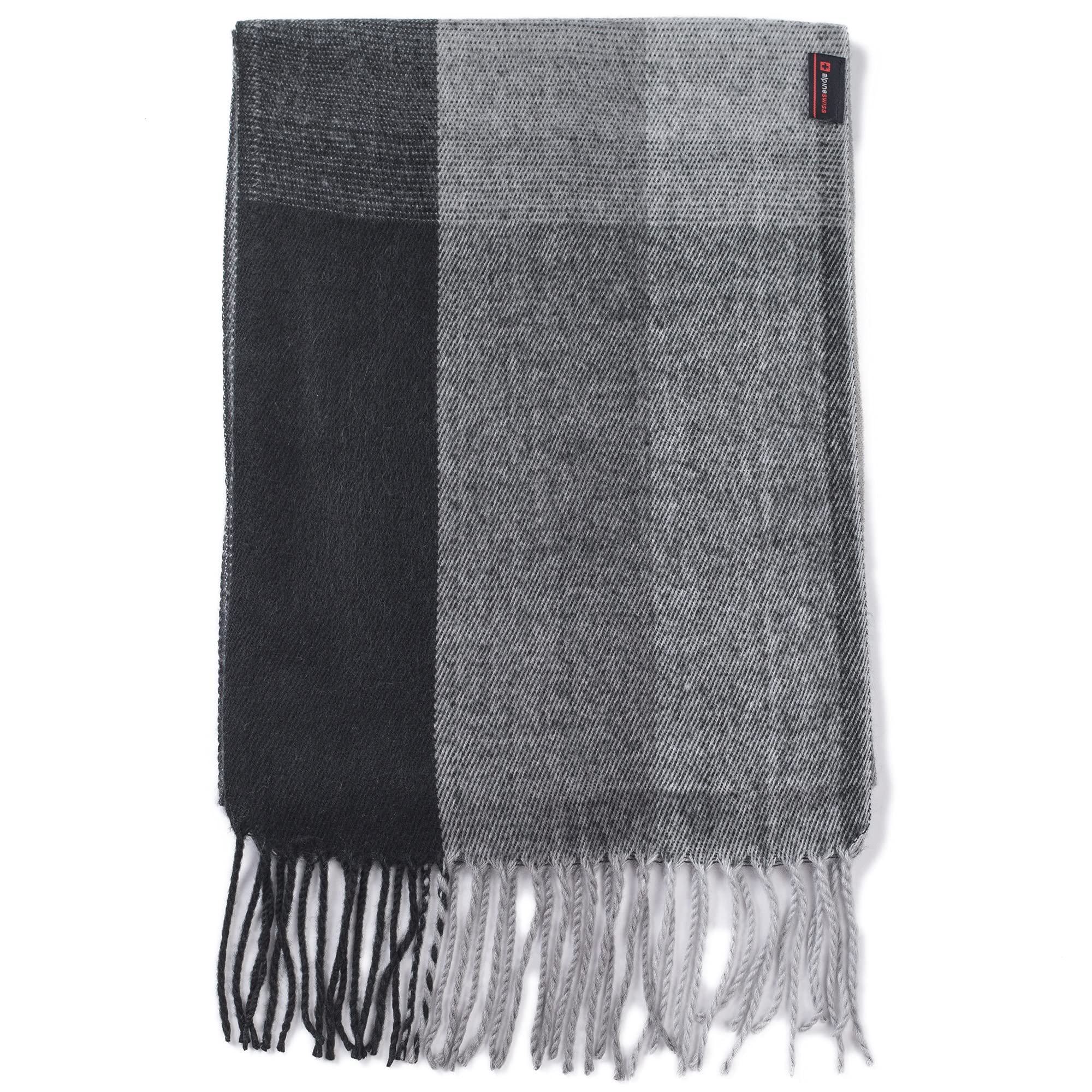 Alpine Swiss Mens Plaid Scarf Soft Winter Scarves Unisex,Gray, One Size