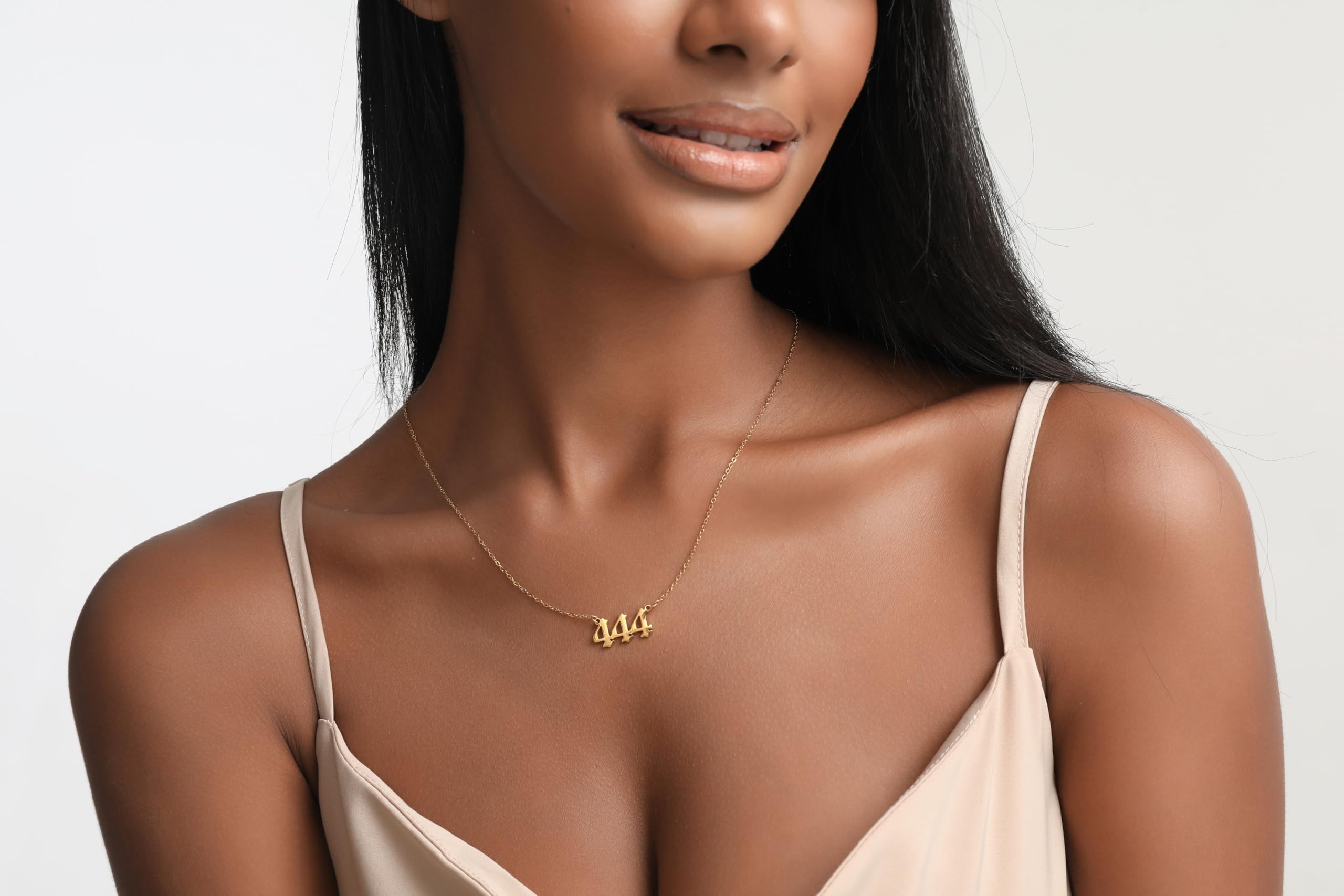 Angel Number 444 Choker Necklace Numerology Jewelry for Women Gold Tone