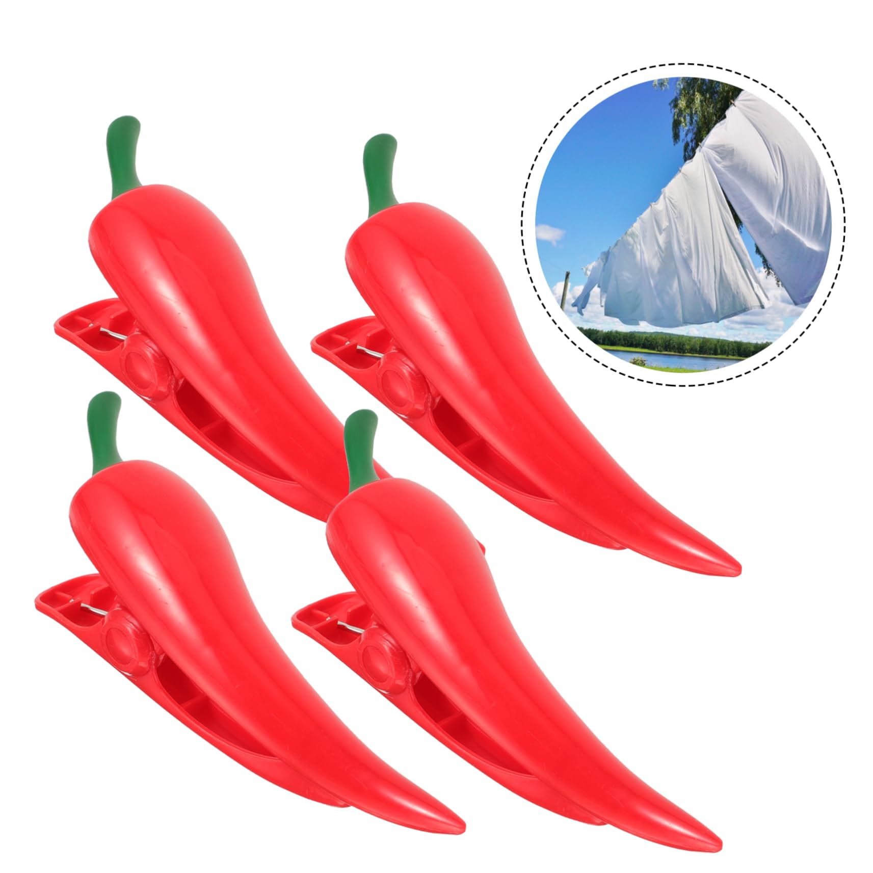 Beatifufu 4Pcs Portable Pepper Shaped Beach Towel Clips Chair Holders for Beach Towels Holiday Pool Accessories Multipurpose Towel Holders for Secure Towel Placement