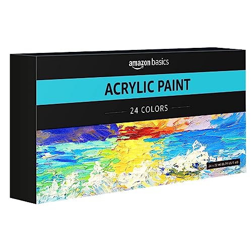 Amazon Basics Acrylic Paint Tubes, 24 Colors