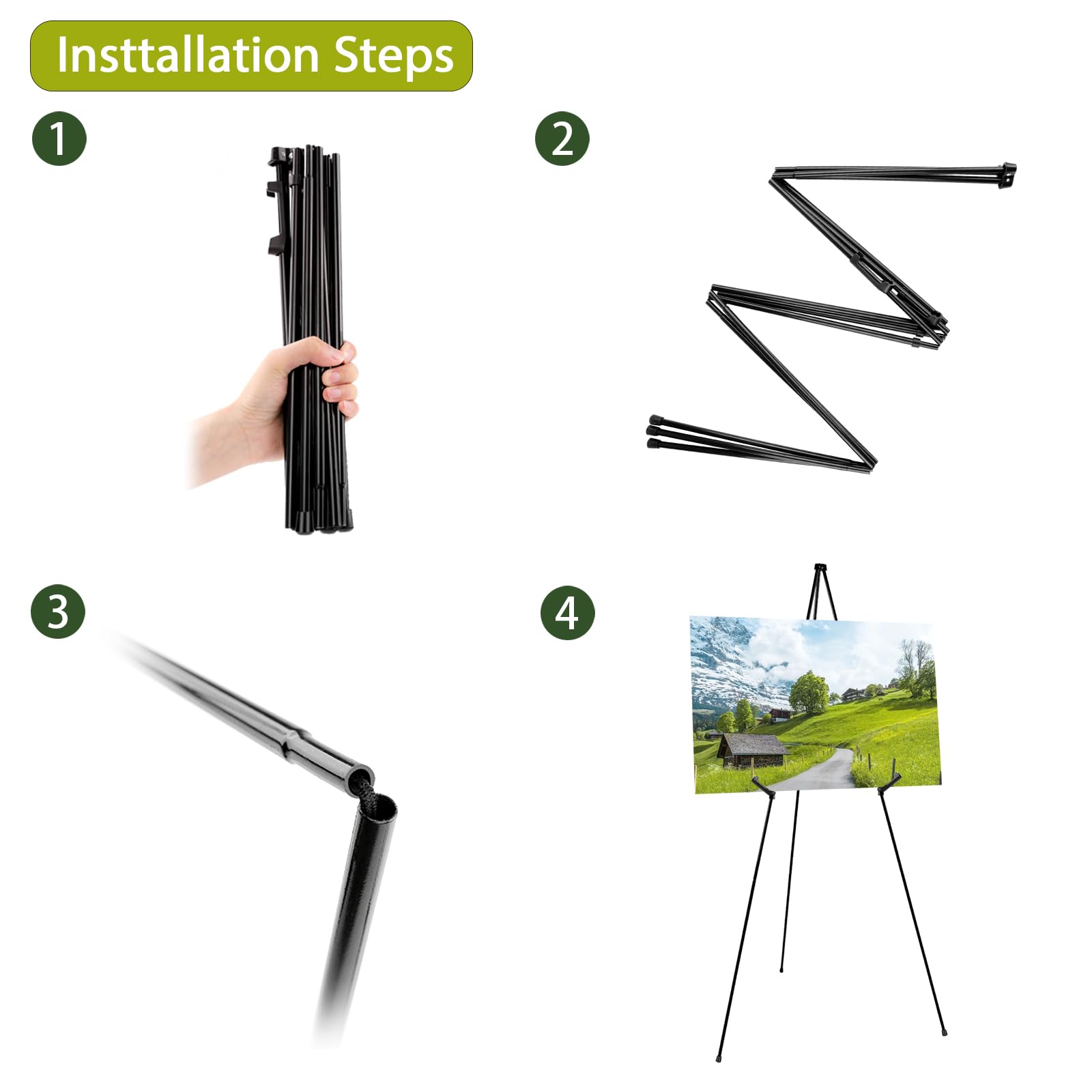 AROIC 63 "Easel Stand for Display, Portable Foldable Metal Easel, Easels for Signs Wedding Logos,Arts, Painting,Adjustable Floor Easels with 1 Storage Bag
