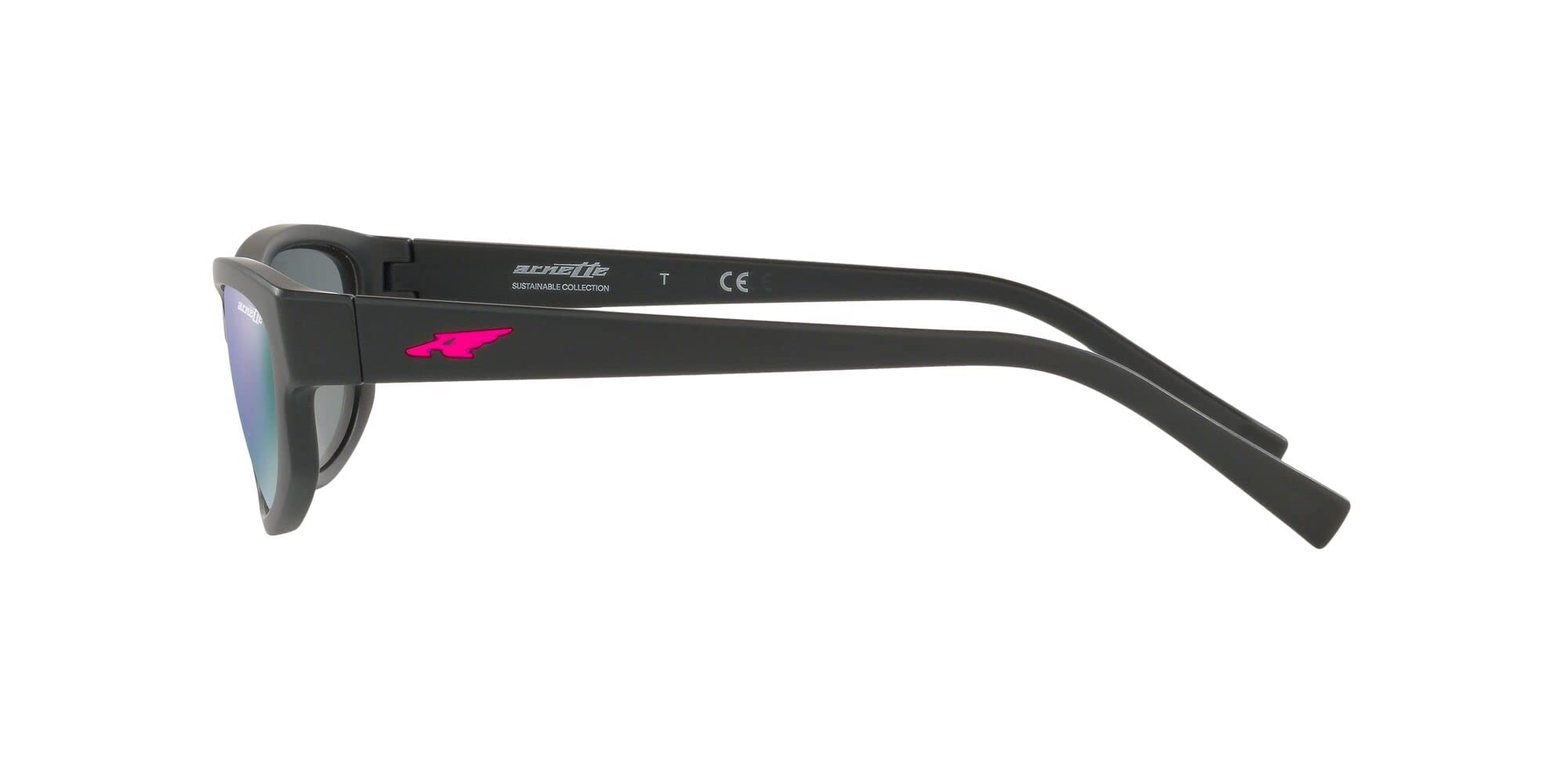 ARNETTE Unisex Sunglasses Matte Black Frame, Grey Mirror Violet Lenses, 56MM