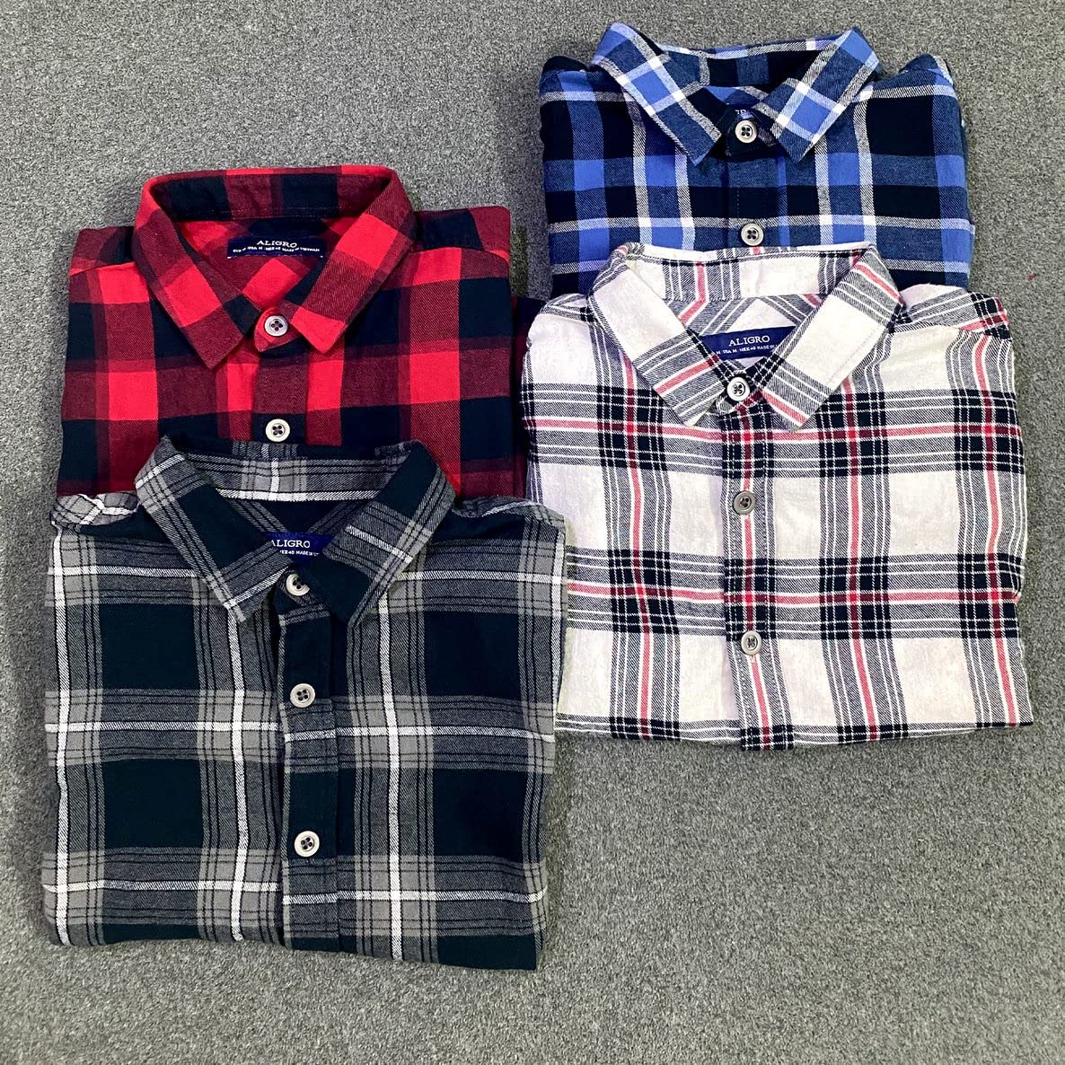 Aligro - Blue Sleeveless Flannel Plaid Shirts for Men Casual Button Down Cowboy Vest Shirts (Size S)