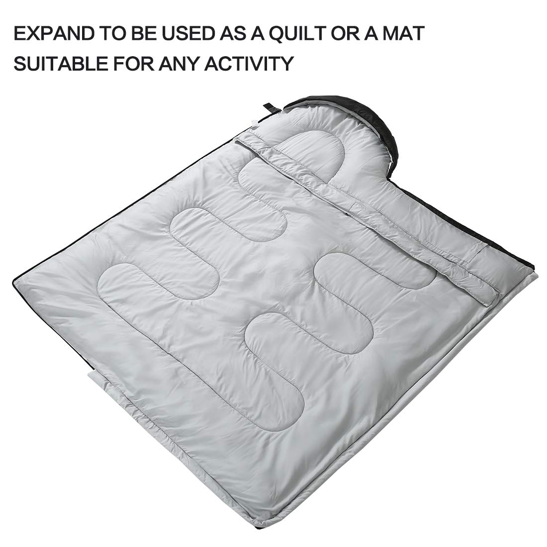 ASOUT Double Sleeping Bag for Adults Camping, Hiking, Backpacking, Extra-Wide, Portable, Comfort, Great for 4 Season Warm & Cold Weather(59"x87")