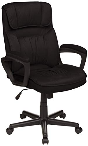 Amazon Basics Classic Office Desk Computer Chair - Adjustable, Swiveling, Ultra-Soft Microfiber, Lumbar Support, 28"D x 25"W x 43.5"H, Black