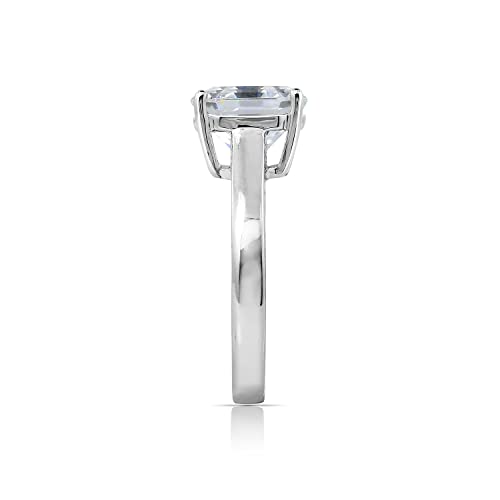 Amazon Essentials Platinum Plated Sterling Silver Infinite Elements Cubic Zirconia Asscher Cut Solitaire Ring, (previously Amazon Collection)