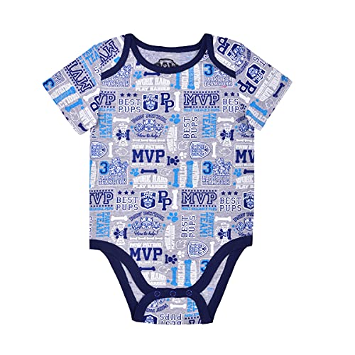 Paw Patrol Nickelodeon Boys’ Chase, Marshall and Rubble 3 Pack Bodysuits for Newborn and Infant – Blue/Grey