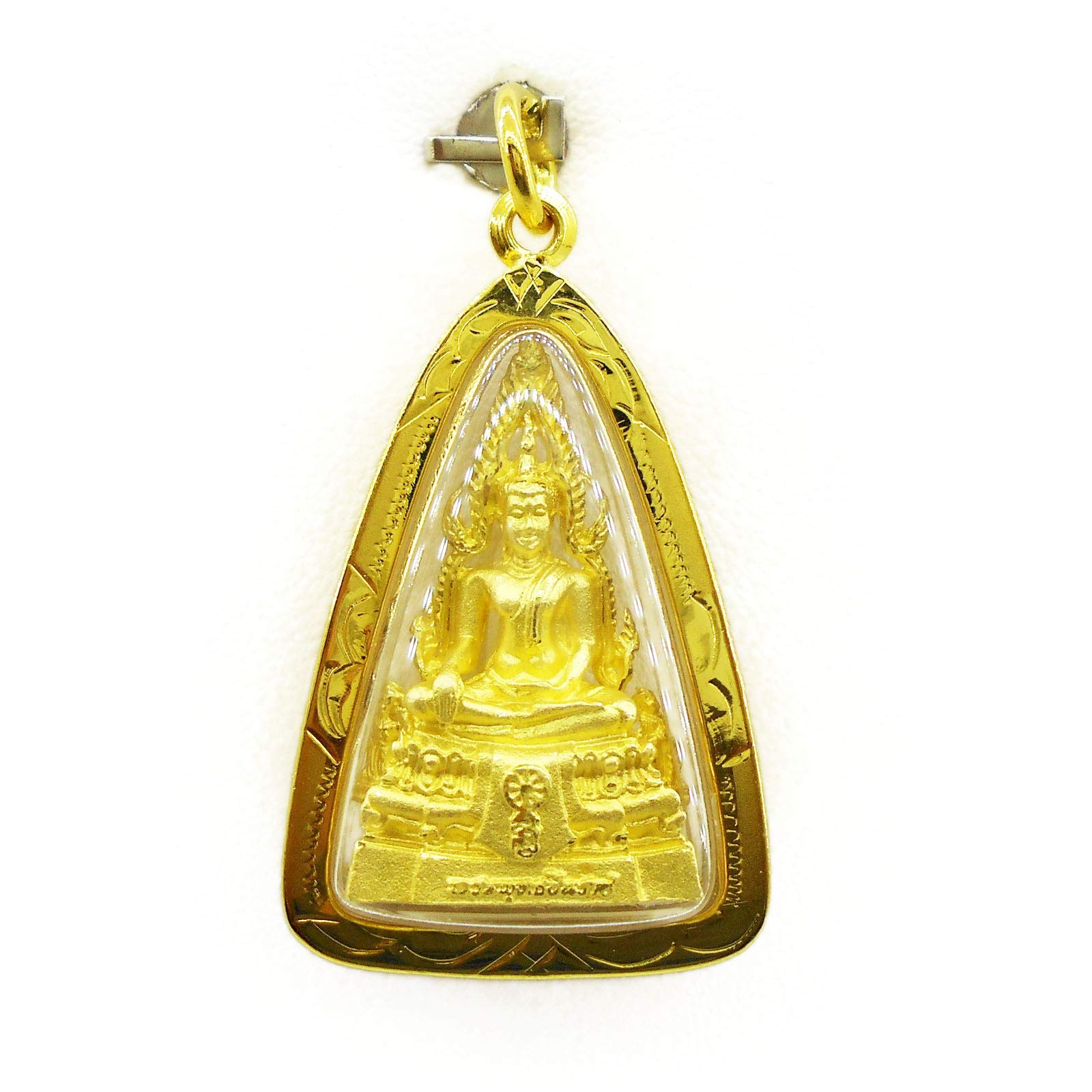 arrawana77 Phra Phuttha Chinnarat Gold Pendant Charm Thai Buddha Amulet 22k Thai Baht Yellow Gold Plated Jewelry
