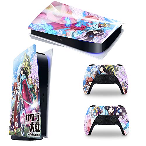 Anime Girl battle - PS5 Digital Edition Skin Console and 2 Controller, Vinyl Decal Sticker Full Cover Protective