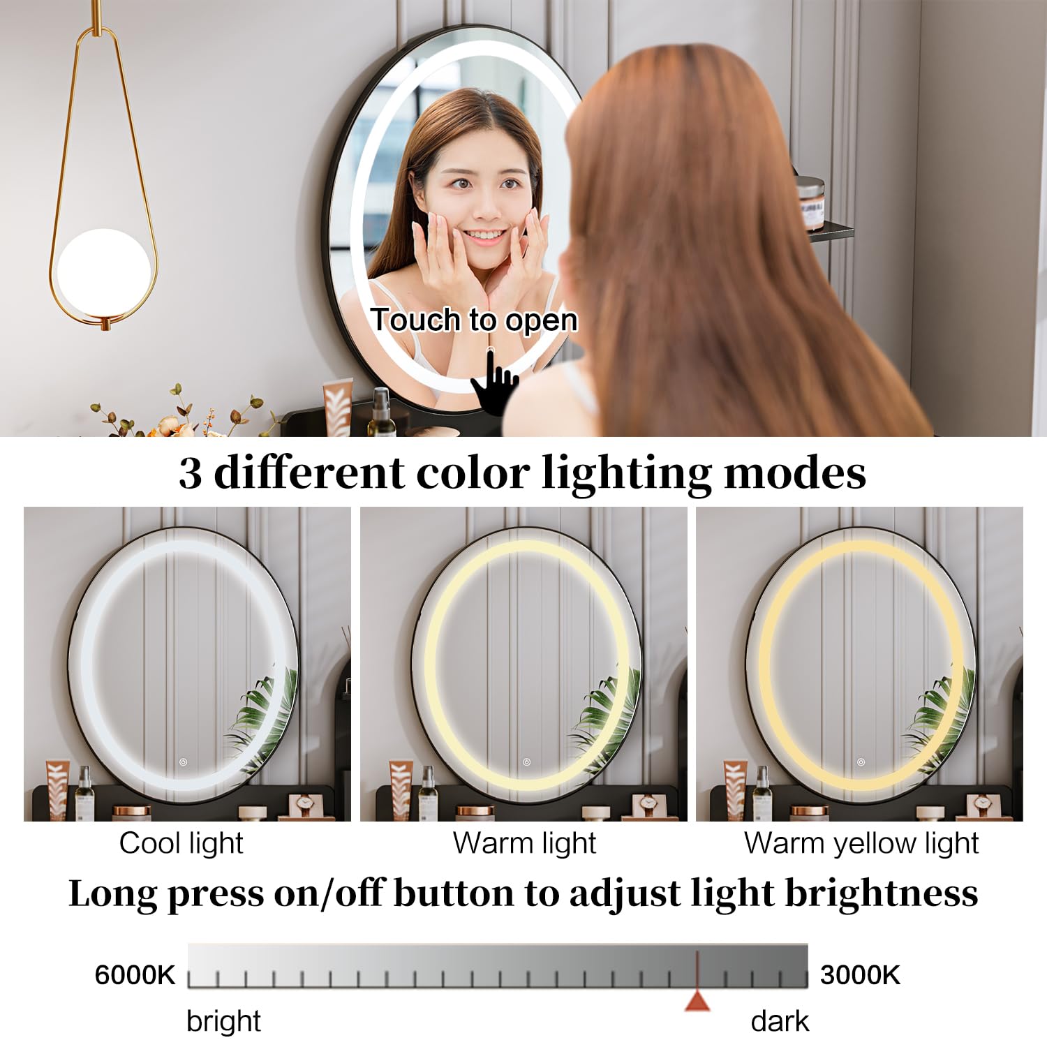 Chrangmay White,Vanity Desk with Mirror and Lights,Small Makeup Vanity with 2 Spacious Drawers,Modern Makeup Table with Adjustable Cabinet for Bedroom,Makeup Room,Writing Desk,Cheap
