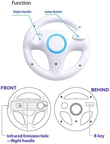 Arrocent Mario Kart Racing Wheel and Zapper Light Gun for Wii Wii U (Pack of 2, White)