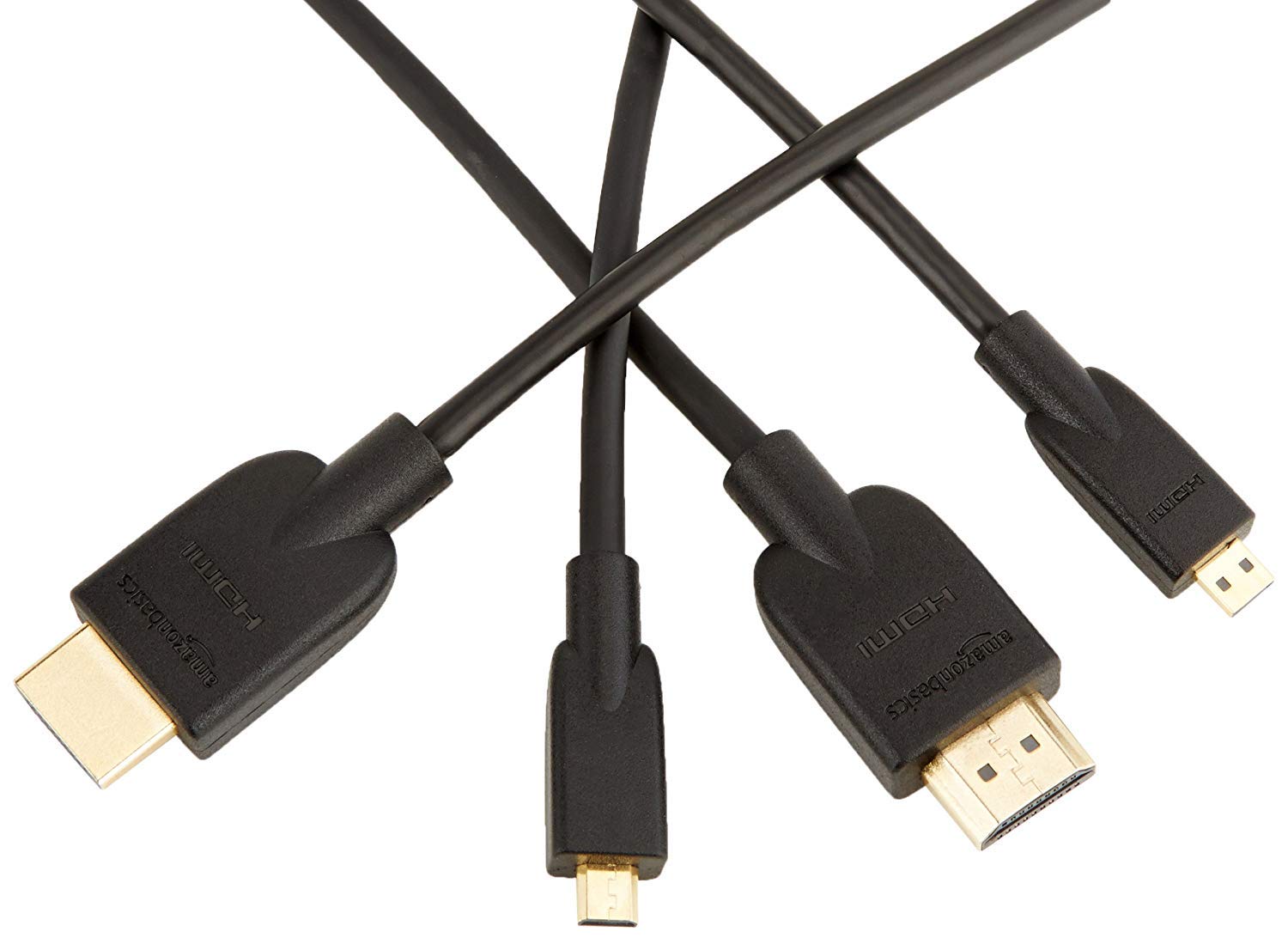 Amazon Basics High-Speed Micro-HDMI to HDMI TV Adapter Cable (Supports Ethernet, 3D, and Audio Return) - 3 Feet (2-Pack)
