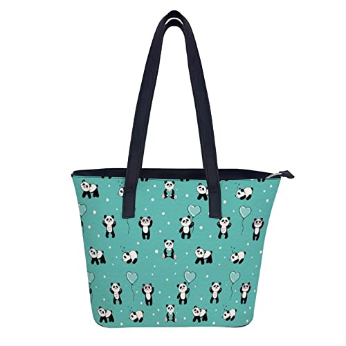 Beautiful Pandas Women's Tote Bag PU Leather Shoulder Bag Handbags Purse For Work Shopping Travel