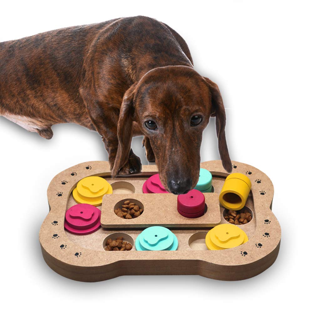 Andiker Shuffle Bone Puzzle Toy,Intelligence Training Feeder Dispenser, Pet Puzzle Treat Toy Can Improve Dog's Intelligence (Bone)