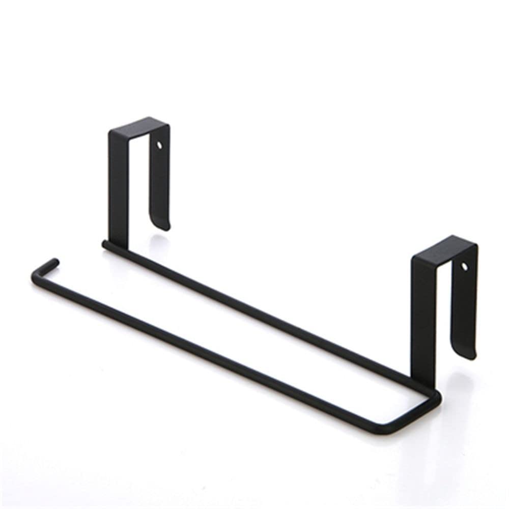 Andy's Orchids Under Cabinet Paper Roll Rack, Over Door Towel Holder, Metal Tissue Hanger Organizer Rack Shelf for Toilet Kitchen Accessories (Black)