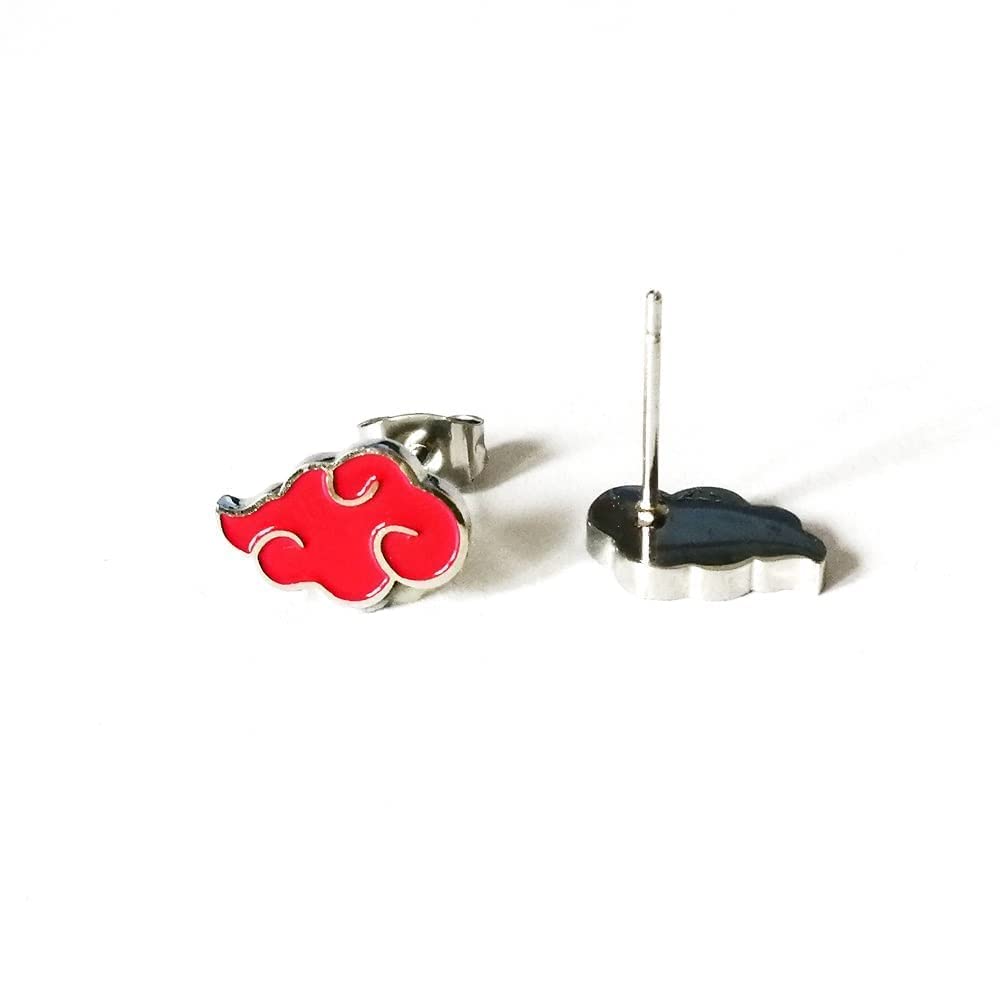 Anime Stud Earrings Red Cloud Eyes Stainless Steel Cosplay Jewelry Accessory (2 Clouds)