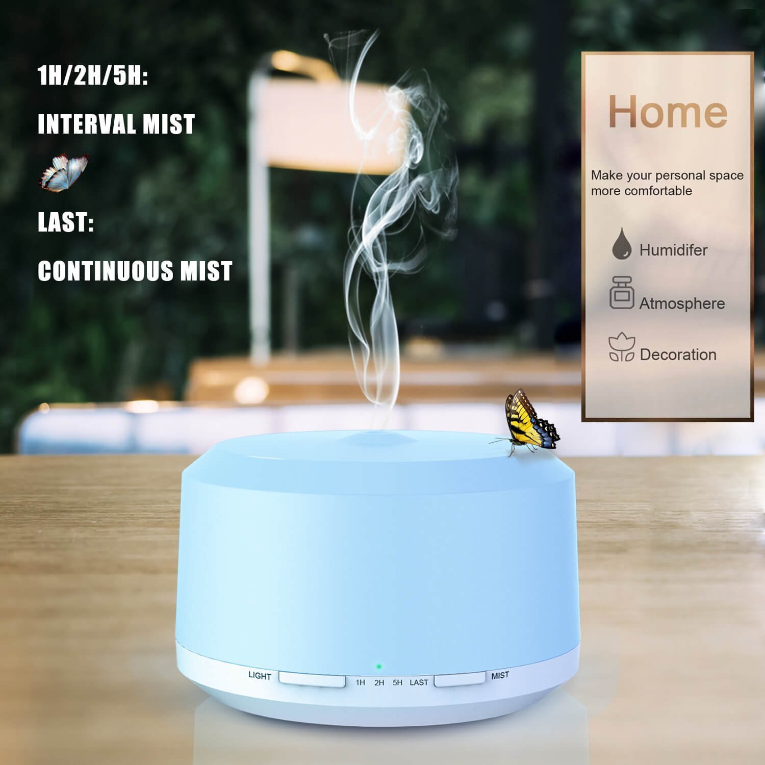 Aromatherapy Diffusers for Essential Oils, 450ml Essential Oil Diffuser for Large Room with Adjustable Mist Mode, 4 Timer Settings, 8 LED Color Changing Lamps,Waterless Auto Shut-Off, LUSCREAL