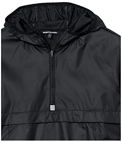 Amazon Essentials Women's Pullover Packable Windbreaker, Black, Medium