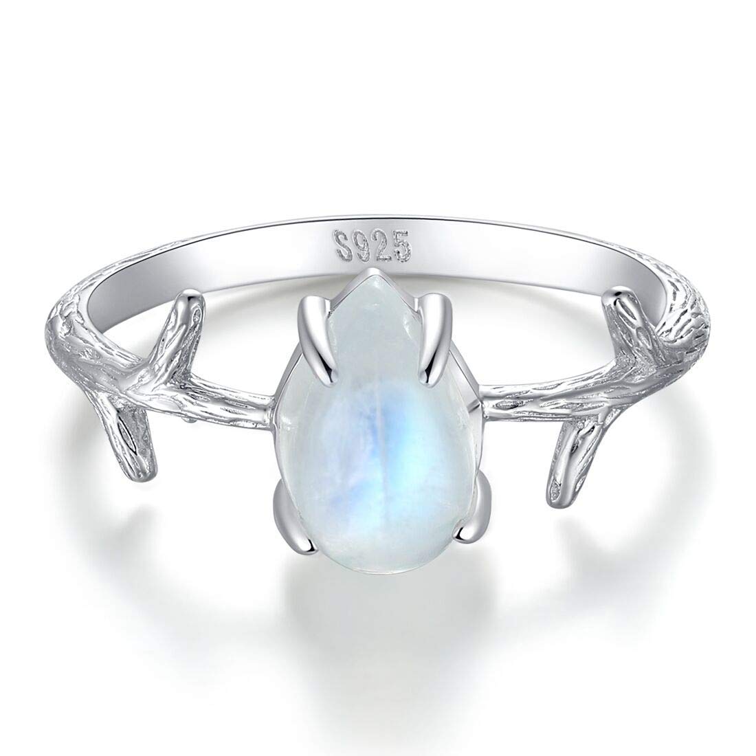 Angol Genuine Moonstone Ring Sterling Silver Thick Irregular Branches Ring Hypoallergenic Moonstone Jewelry for Women