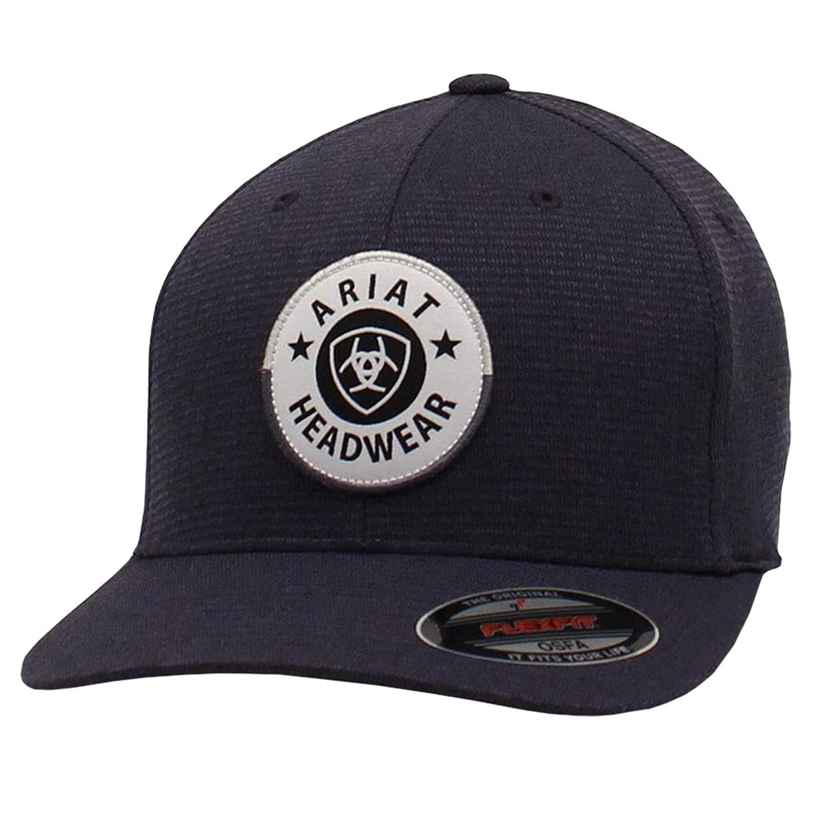 ARIAT Mens Flex Fit Round Shield Patch Black Hat