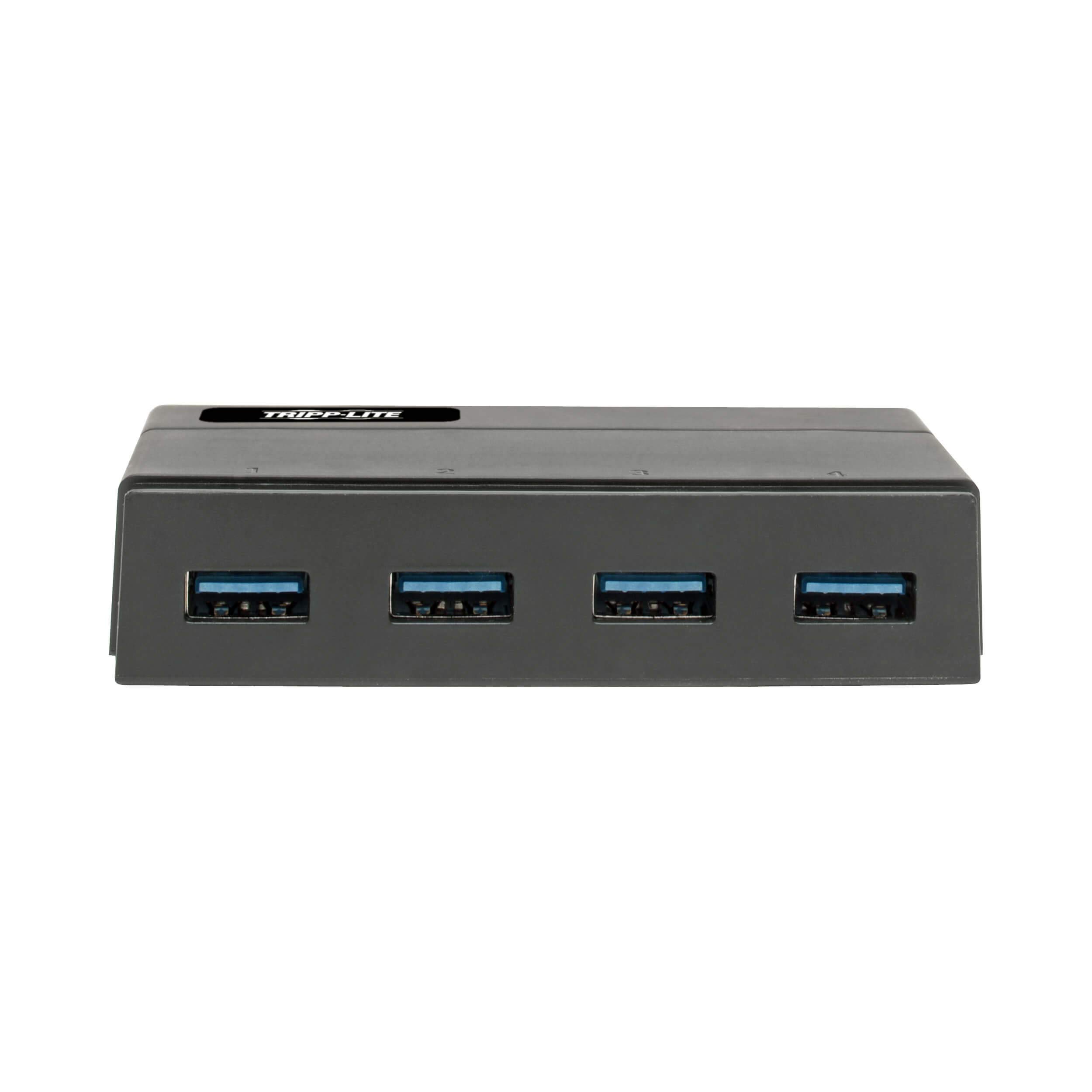 Tripp Lite 4 Port Powered USB Hub, USB 3.0 Hub, USB-A Ports, 2.4A, Black (U360-004-2F)