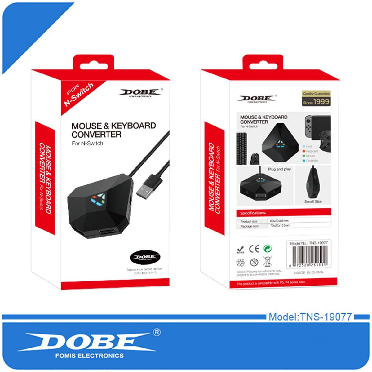 Dobe NS-Switch PS4 PS3 Game Keyboard and Mouse Adapter for PS4, PS3, Xbox one, N-Switch, Host Series Converter(Original Handle Guide Connection)