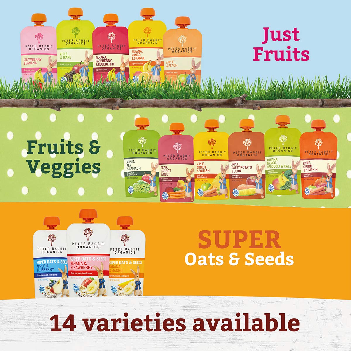 Peter Rabbit Organics, Apple & Peach, 4oz. Pouches (Pack of 10)