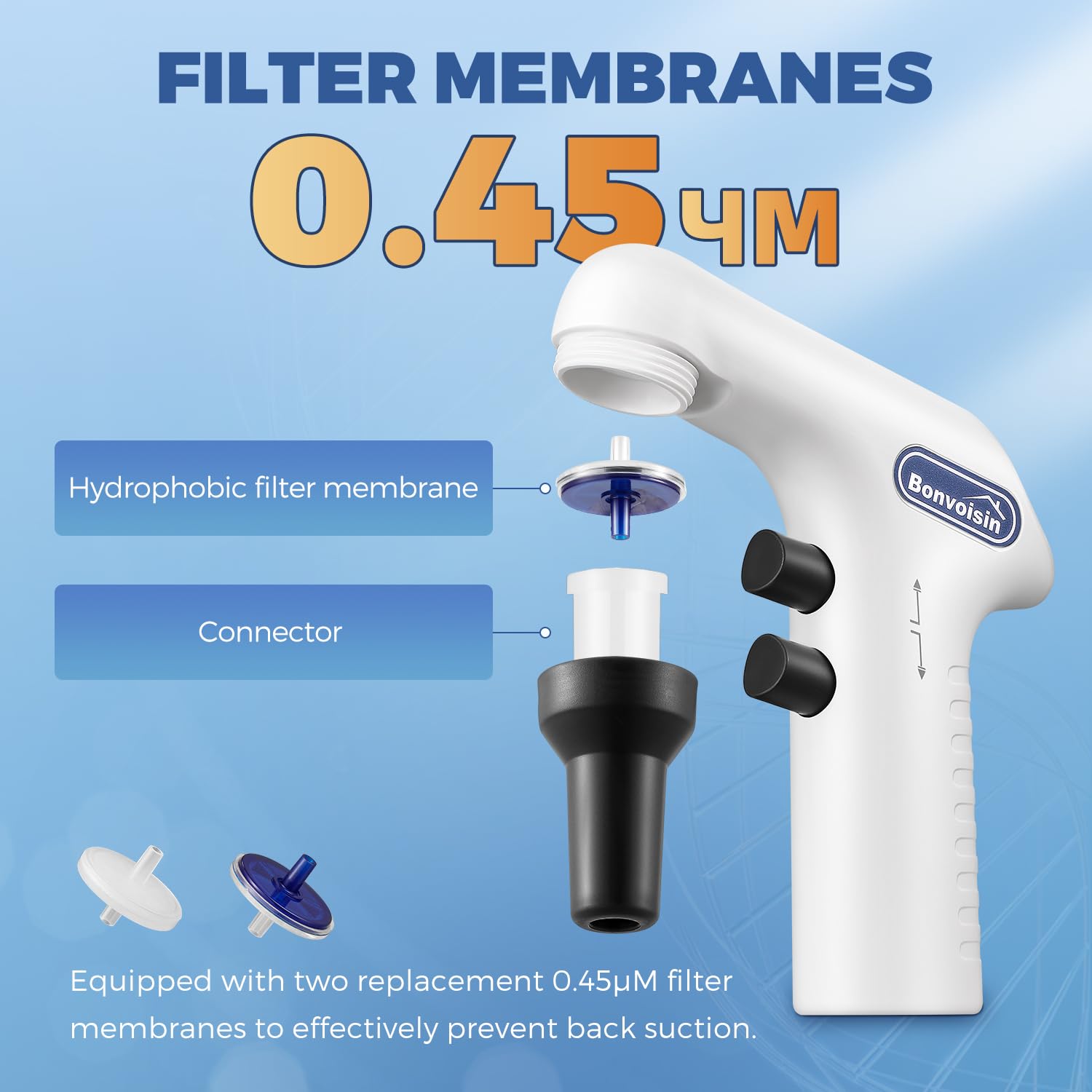 Bonvoisin Electric Pipette Controller 0.1-100ml Pipetor Automatic Motorized Pipette Filler for Biochemical Lab Speed Adjustable