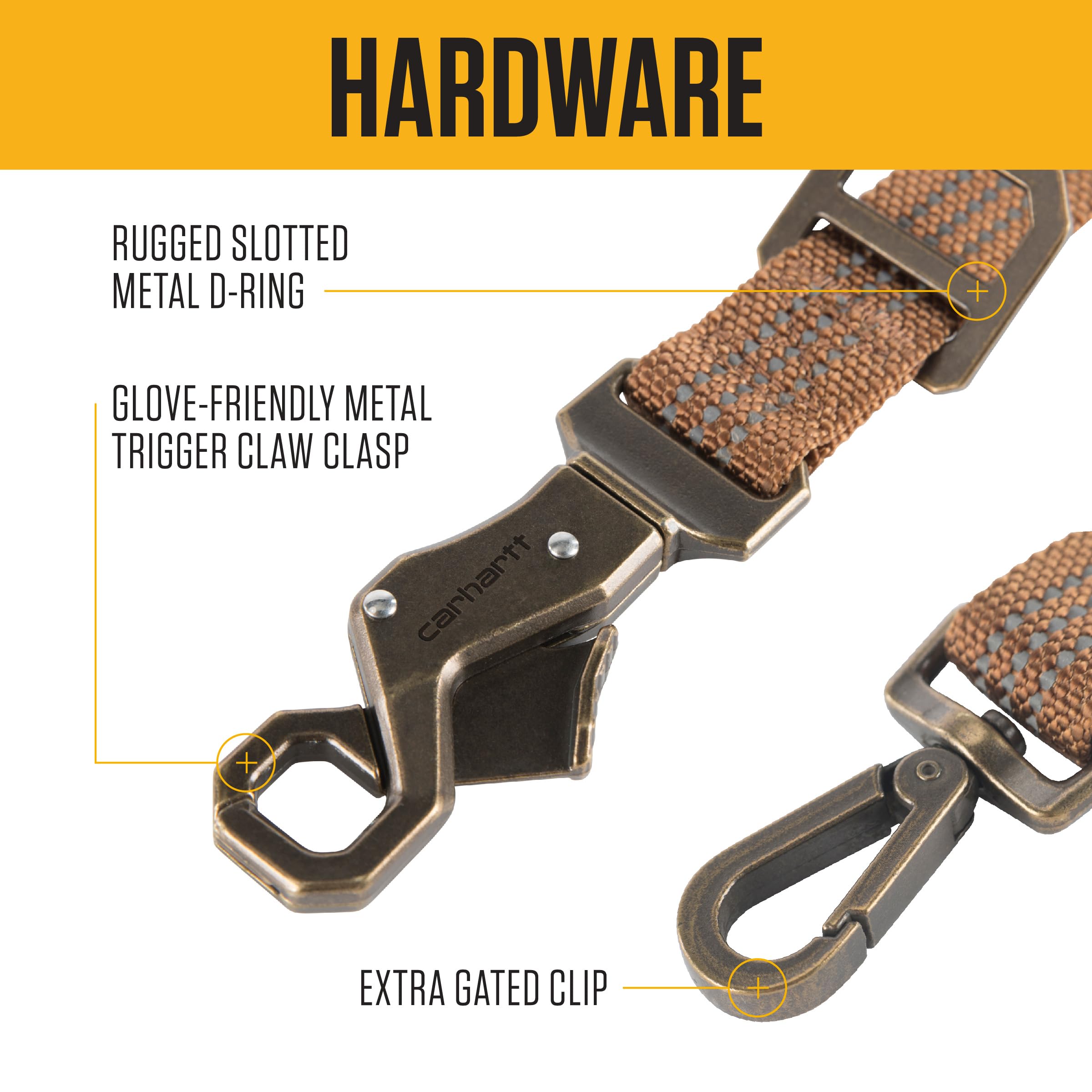 Carhartt Dog Leash Brown/Brushed Brass, Large