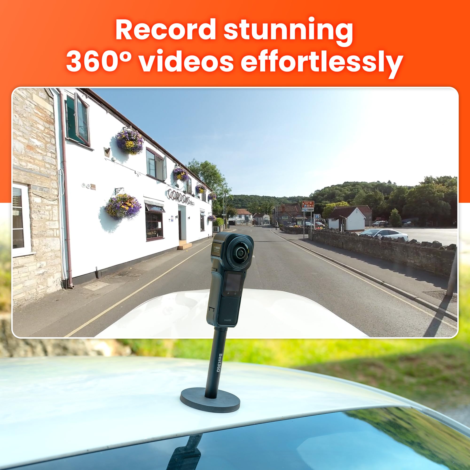 Best360 Black Rubber Coated 88MM Circular Magnetic Camera Mount and 10CM Aluminium Spacer, Compatible with Insta360 X4/X3/ONE X2/ONE RS/ONE RS-1 INCH/GoPro/AcePro, Car 360 Action Camera Mount