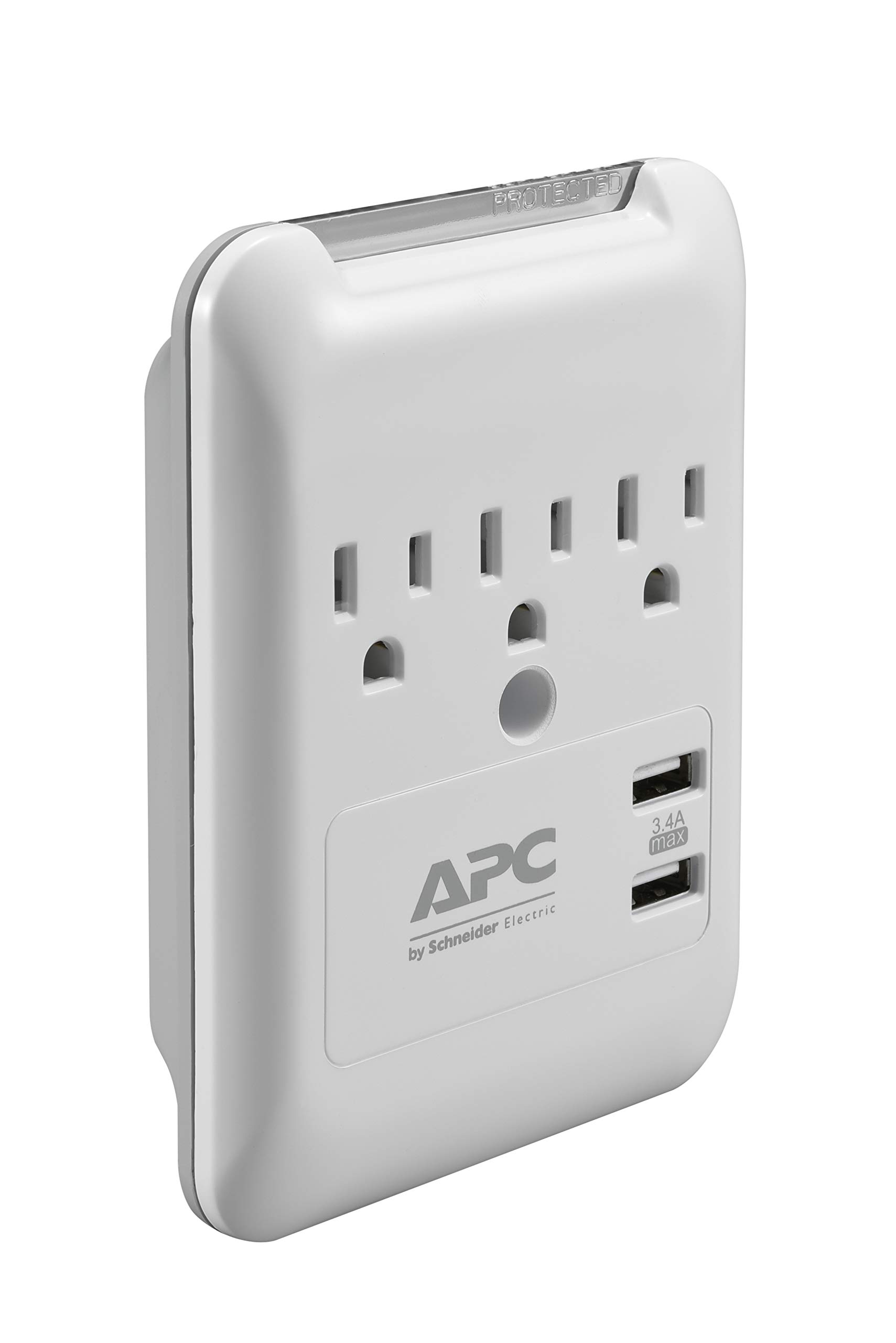 APC Wall Outlet Surge Protector with USB Ports, PE3WU3, (3) AC Multi Plug Outlet, 540 Joule Surge Protection