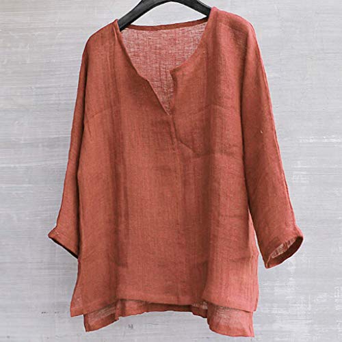 YOMXL Men's Summer T-Shirt V Neck Cotton Linen Hippie Shirts Beach Yoga Thin Tops Solid Color Tees