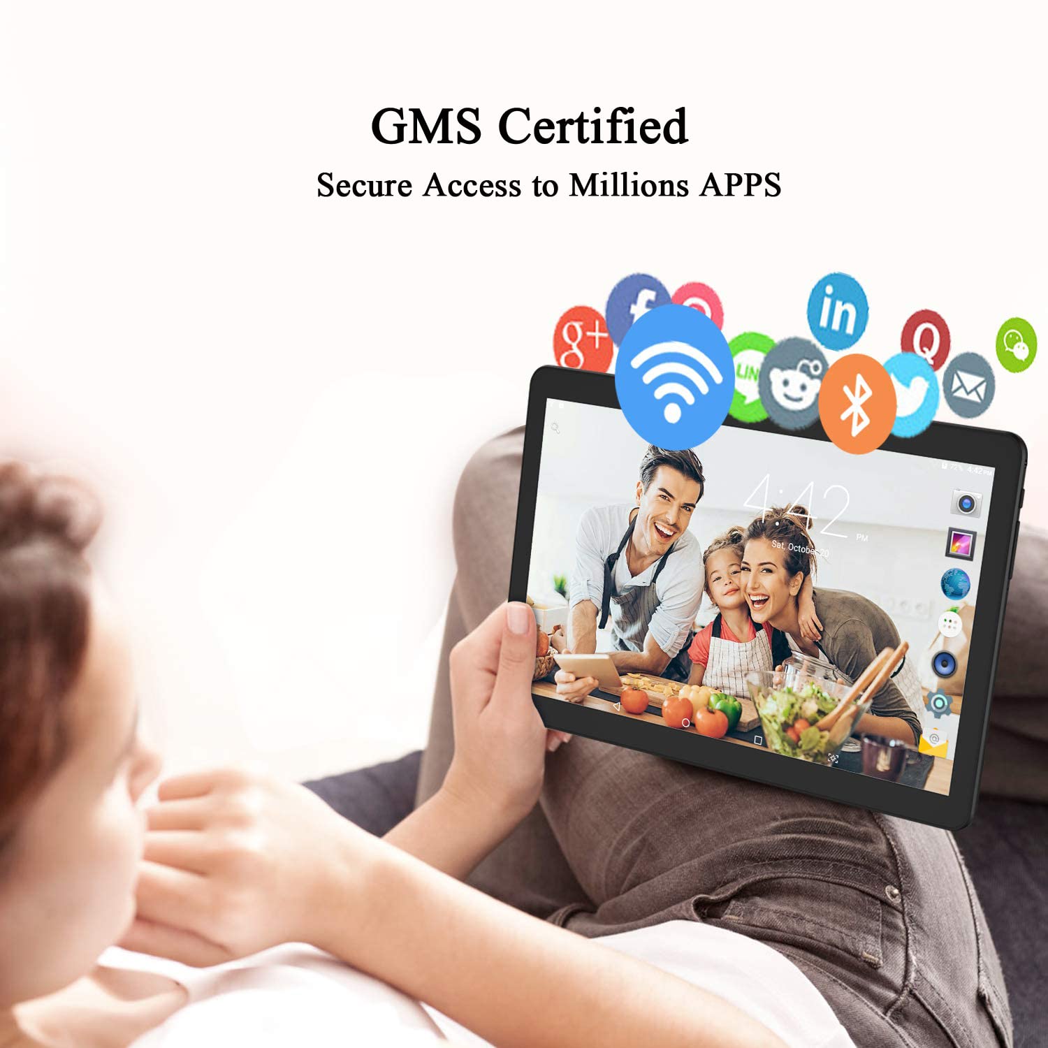 Android Tablet 10 Inch Tablet 3G Phablet, 6000mAh Battery, Full HD Display, Quad-Core CPU, GMS Certified, Dual SIM Card Slots Cameras Speakers, Support 128GB Micro SD Bluetooth WiFi GPS OTG, Black