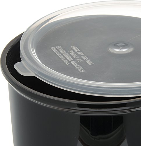Carlisle FoodService Products Classic Round Storage Container Crock with Lid for Kitchen, Restaurants, Home, Plastic, 2.7 Quarts, Black, (Pack of 6)