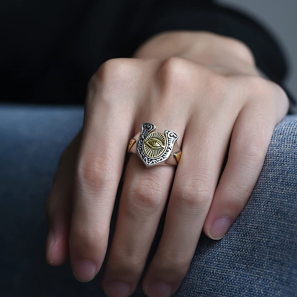 All Seeing Eye of God Ring Men's Ring Opening Adjustable in Size Punk Gothic Alloy Holiday Gift