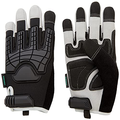 Amazon Brand - Denali Synthetic Leather Mechanics Gloves with Touchscreen Finger Patch, Large