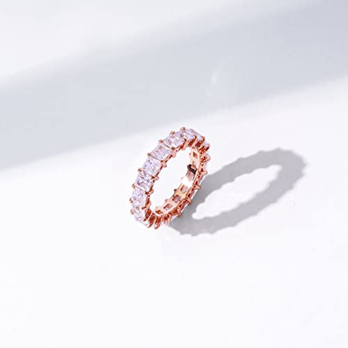 Amazon Essentials Rose Gold-Plated Sterling Silver Infinite Elements Cubic Zirconia Princess Eternity Band Ring, Size 7, (previously Amazon Collection)