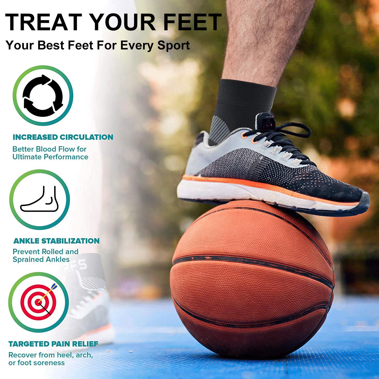 Ankle Brace Compression Support Sleeve (Pair) for Injury Recovery, Joint Pain, and More. Achilles Tendon Support, Plantar Fasciitis Foot Socks with Arch Support, Eases Swelling - Black (L)