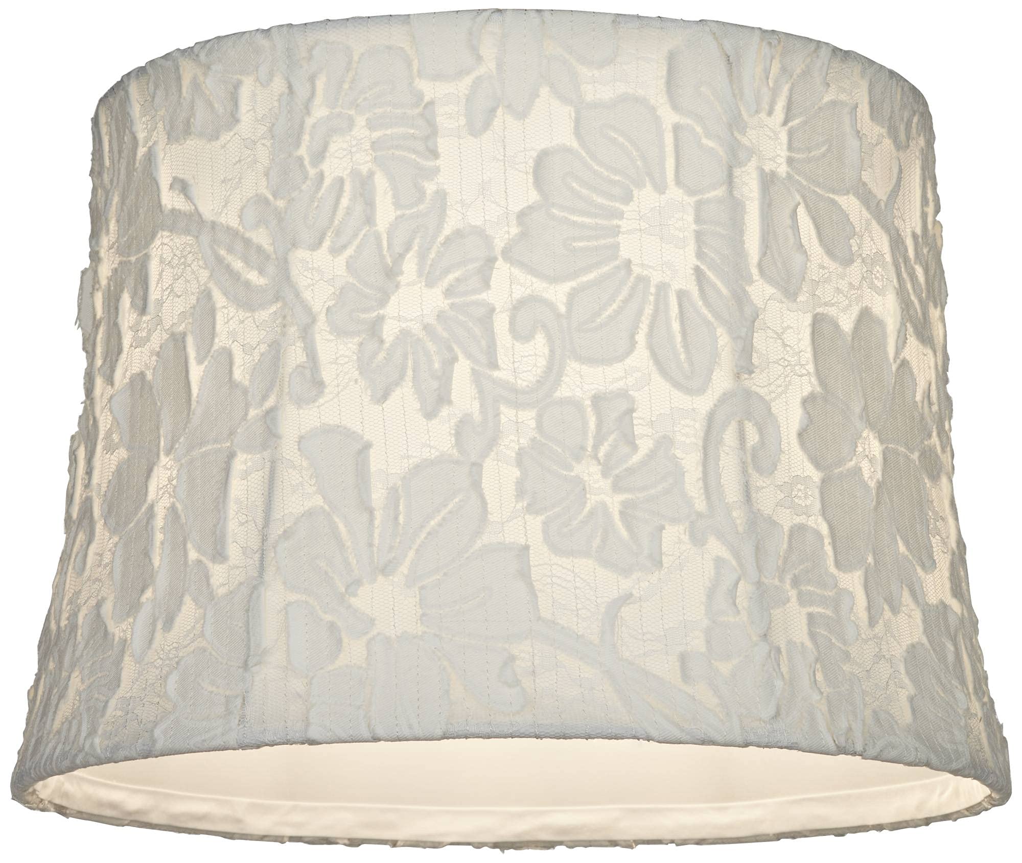 Ashland White Lace Medium Drum Lamp Shade 12" Top x 14" Bottom x 10" High (Spider) Replacement with Harp and Finial - Springcrest