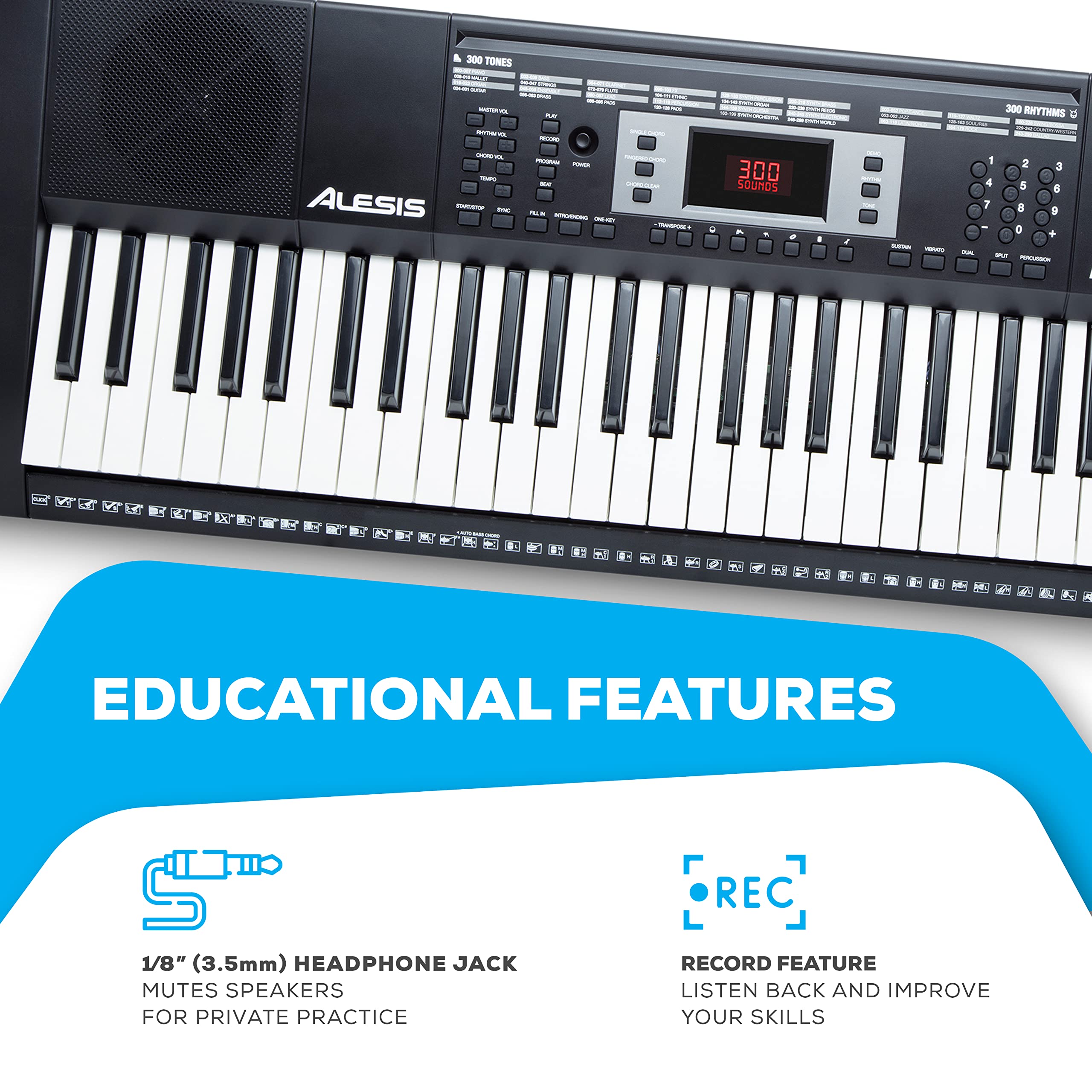 Alesis Melody 61 MKII | 61 Key Portable Keyboard with Built In Speakers, Headphones, Microphone, Piano Stand, Music Rest and Stool (Renewed)