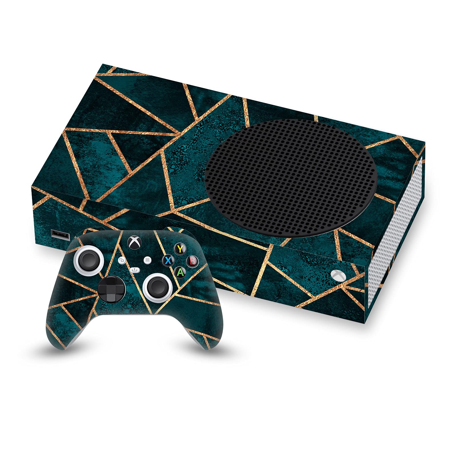 Head Case Designs Officially Licensed Elisabeth Fredriksson Deep Teal Stone Art Mix Matte Vinyl Sticker Gaming Skin Case Cover Compatible with Xbox Series S Console and Controller Bundle