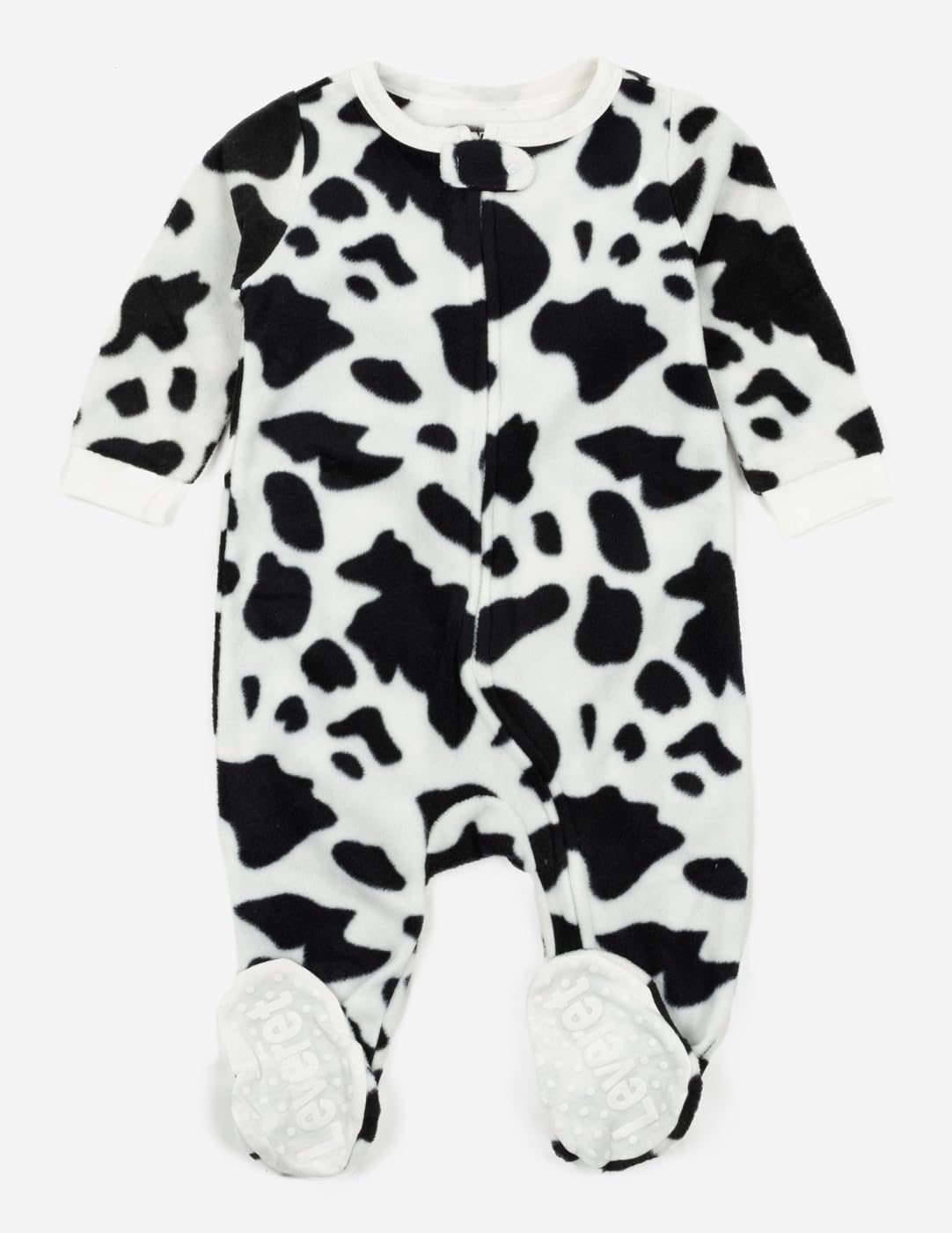 Leveret Boys Girls Kids Footed Fleece Pajama Cow Black 12-18 Month