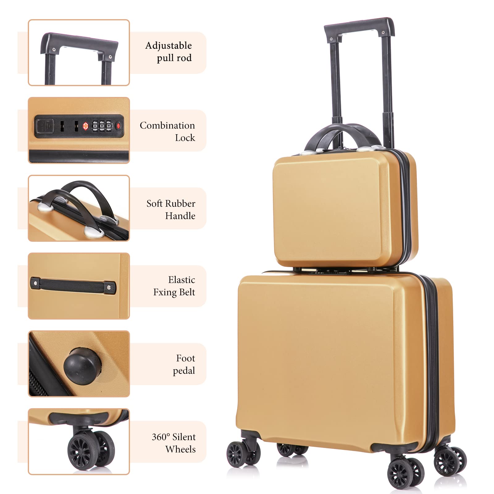 Apelila 4PC Luggage Sets -Carry On Luggage Hardshell Luggage Sets Carry On Spinner Luggage Traveling Suitcase