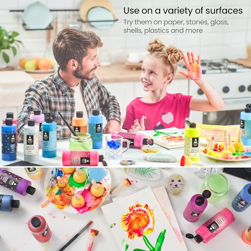 ARTEZA 16 Kids Tempera Paint Set, 13.5 oz/400 ml, Non-Toxic Washable Tempera Paint Bottles, Kids Art Supplies