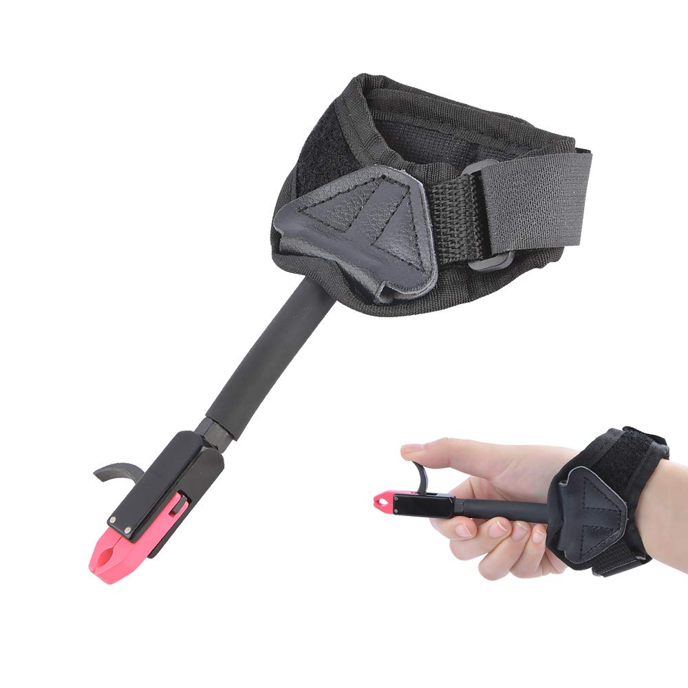 AMEYXGS Junior Archery Bow Release Aids for Compound Bow Release Trigger Quick Release Shooting Wrist Bow Release Adjustable Strap Right Left Handed for Children Youth (Pink)