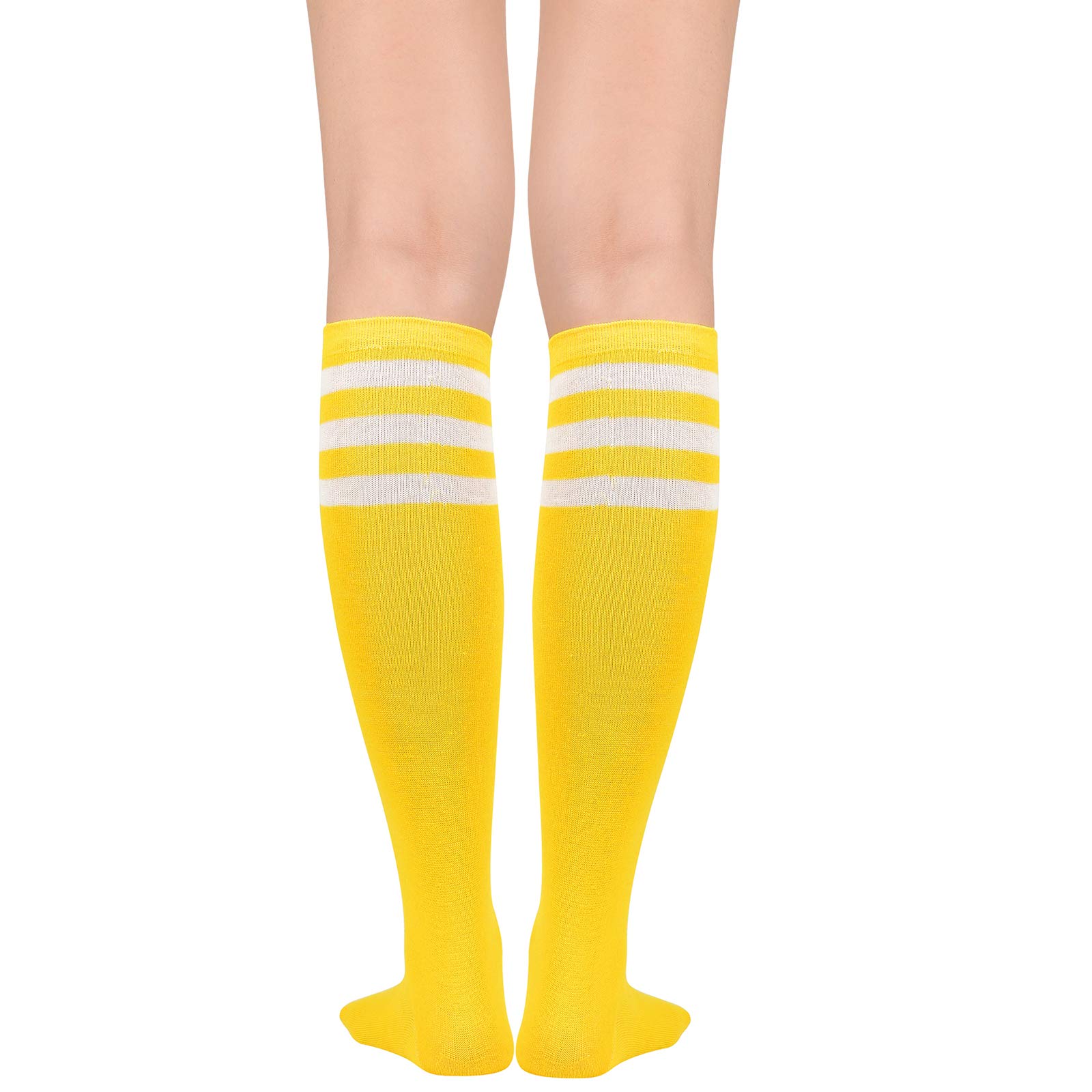 American Trends Womens Athletic Socks Outdoor Sports Yellow Running Training Socks Casual Tube Socks 1 Pack Yellow White