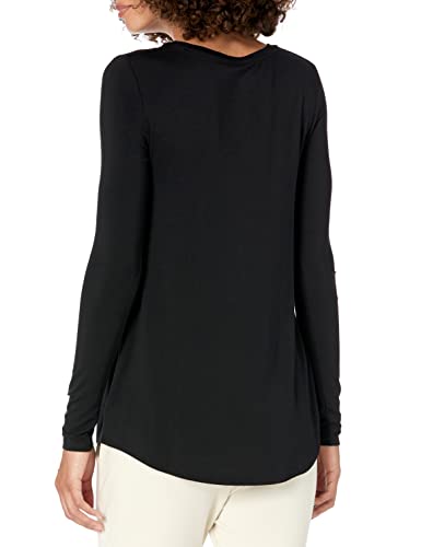 Amazon Essentials Women's Jersey Relaxed-Fit Long-Sleeve Scoopneck Swing Tunic (Previously Daily Ritual), Black, X-Large