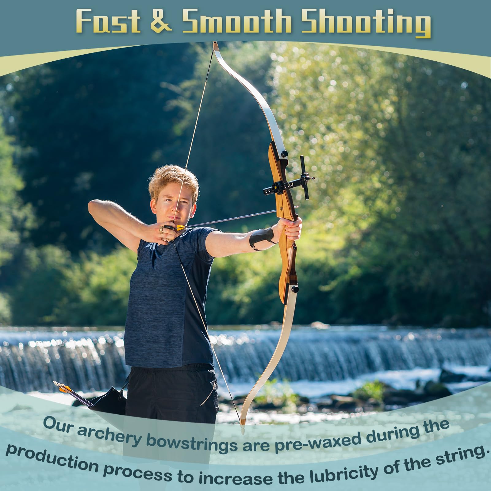 Archerest Archery Bowstring, Traditional Recurve Longbow Bow String Replacement - Available in AMO 58 -70 in 12 Strand - Made from